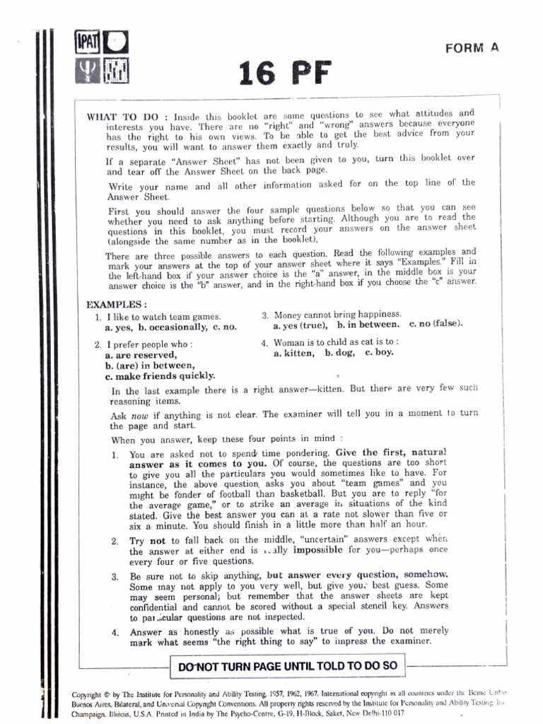 16 PF Questionnaire | PDF