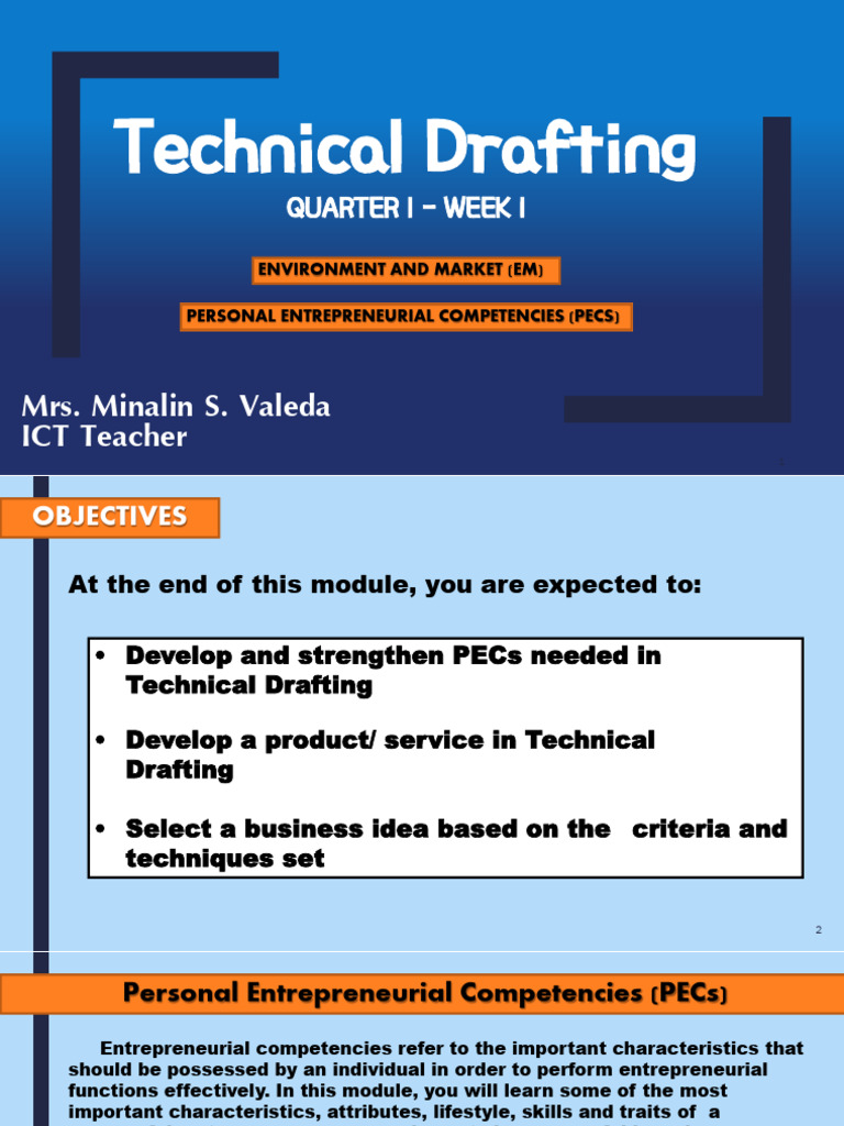WEEK1 TECHNICAL DRAFTING PPT PECsEM | PDF | Swot Analysis | Business