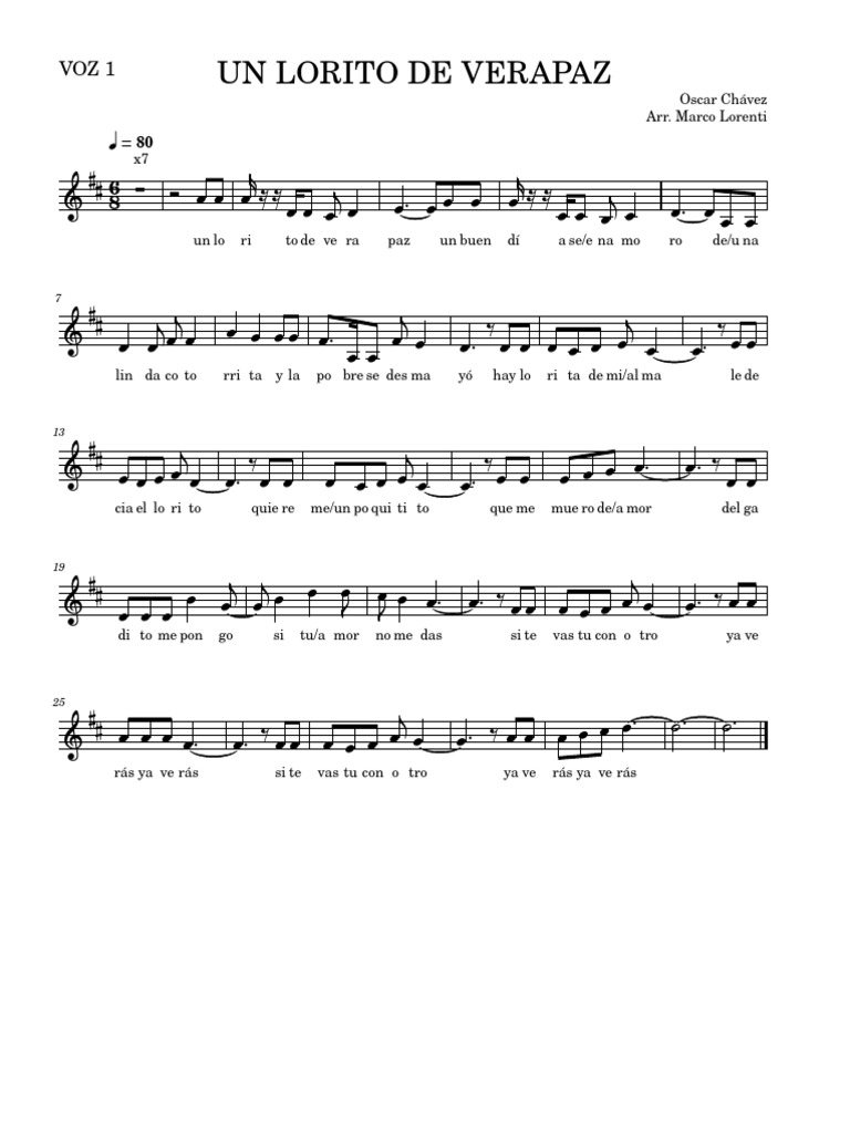 1 Voz Un - Lorito - de - Verapaz-Voz - 1 | PDF