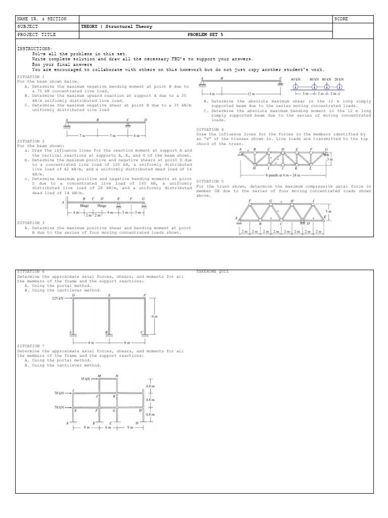 Problem Set 5 | PDF | Bending | Truss Problem Set 5 | PDF | Bending | Truss