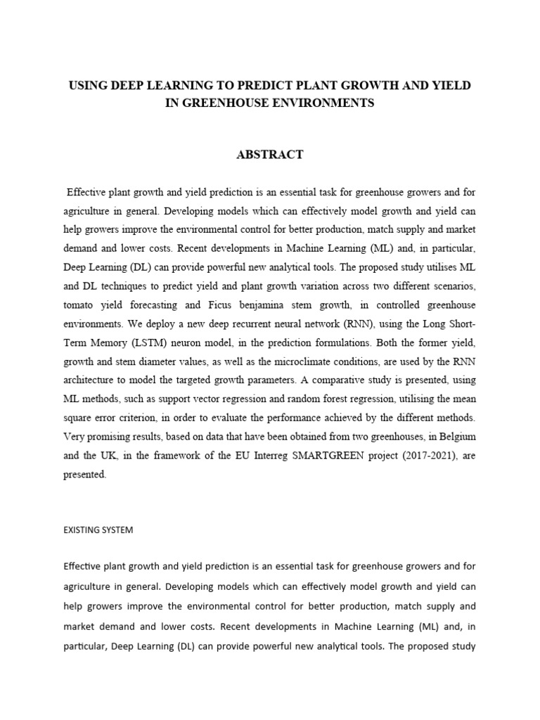 Deep Learning for Greenhouse Growth | PDF | Machine Learning | Deep ...