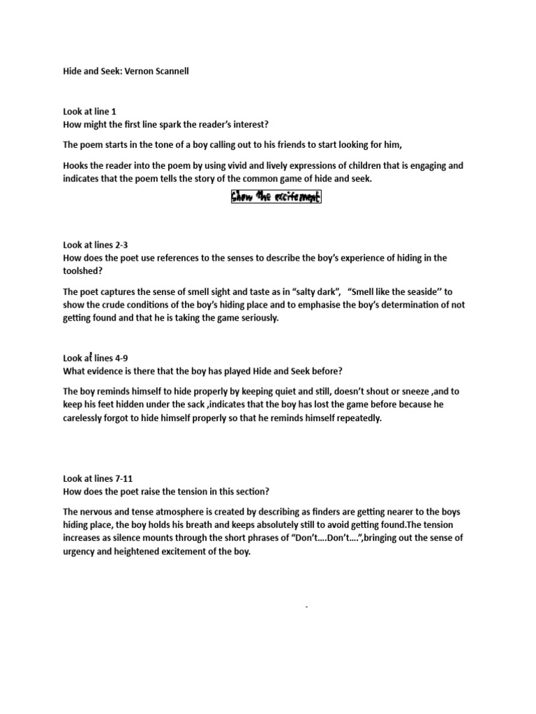 Analysis of "Hide and Seek" Poem | PDF | Poetry