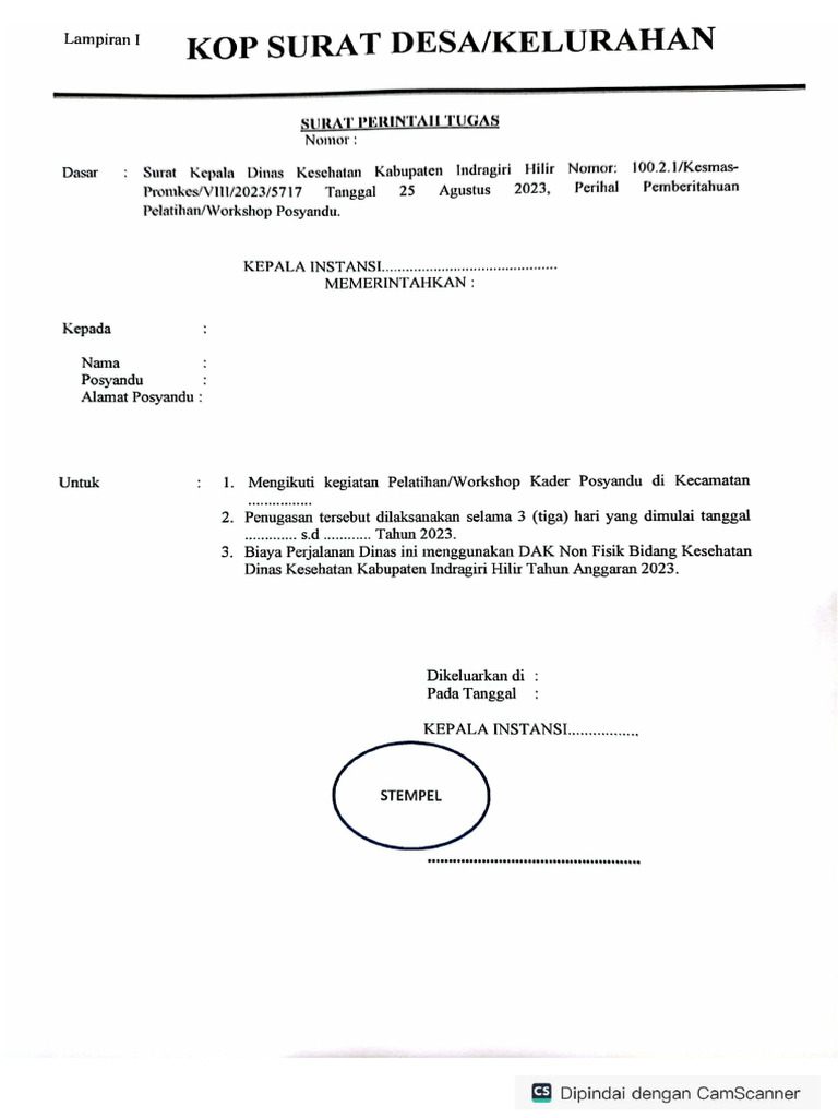 Contoh SPT Workshop Kader | PDF