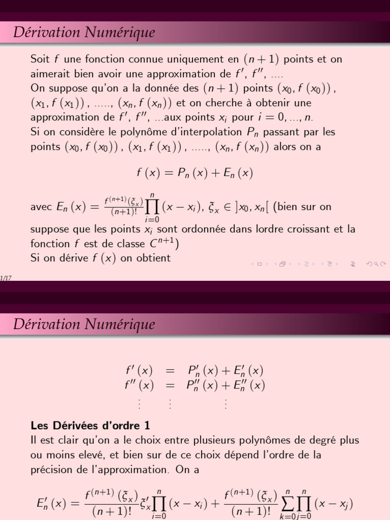 Approximation des Dérivées Numériques | PDF | Algèbre générale ...