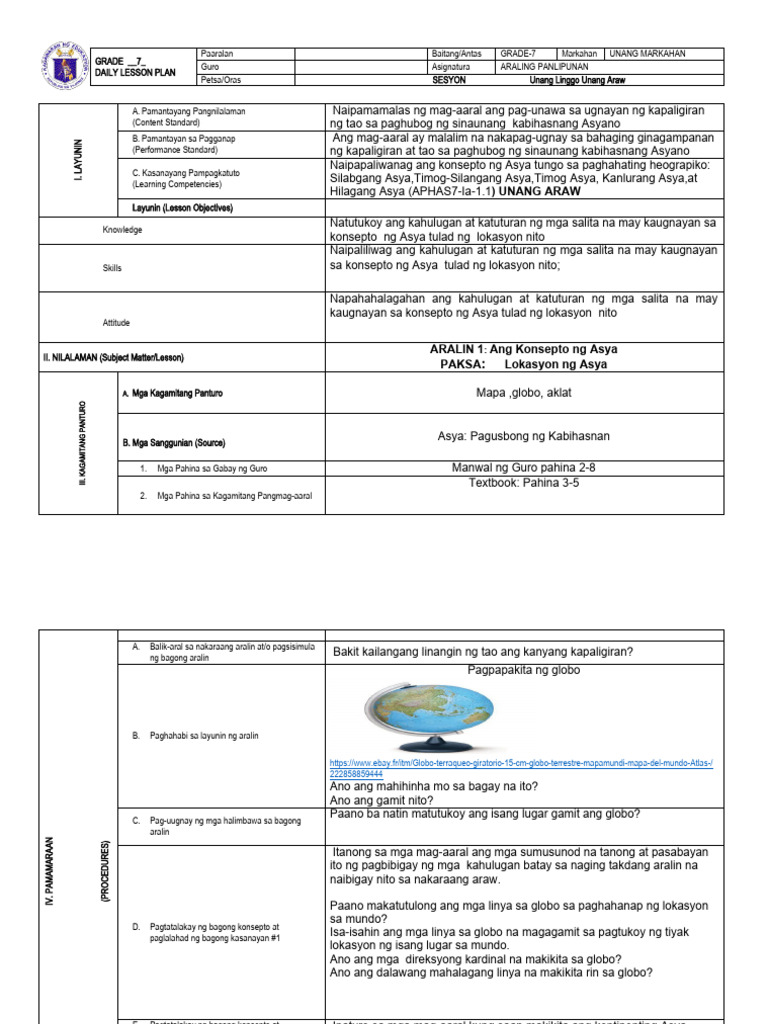 AP7HAS-Ia-1.1 UNANG ARAW | PDF
