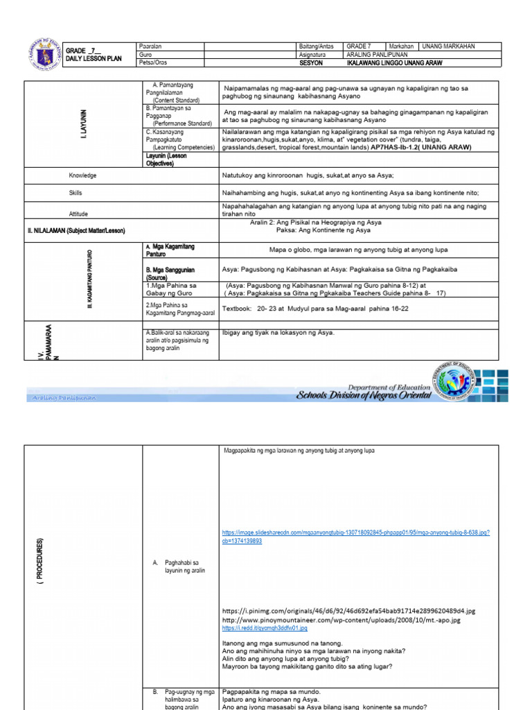 AP7HAS-Ib-1.2 UNANG ARAW | PDF