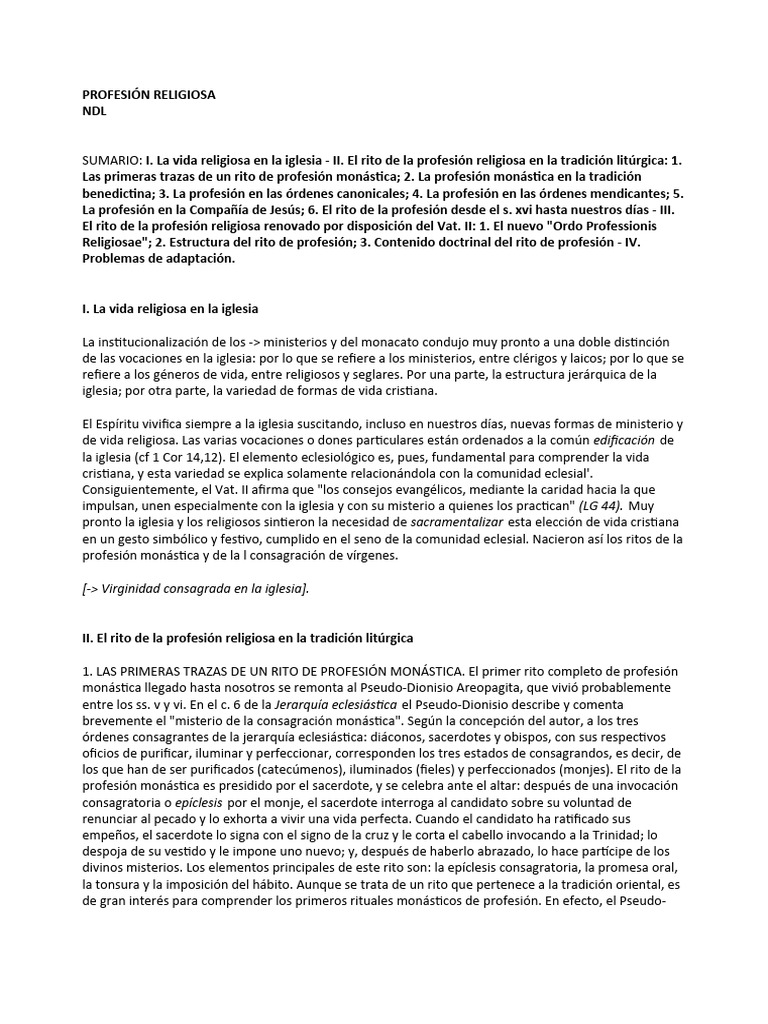 Ritos de Profesión Religiosa en la Historia | PDF | eucaristía ...