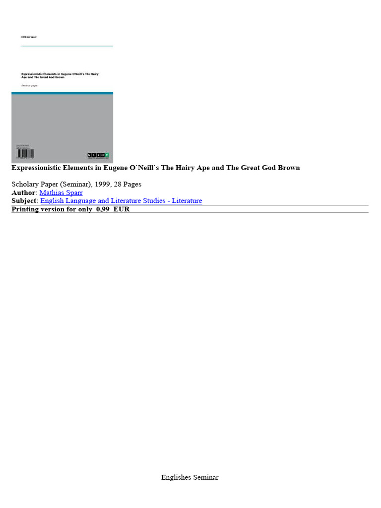 Expressionism in O'Neill's Plays | PDF | Expressionism | Dream