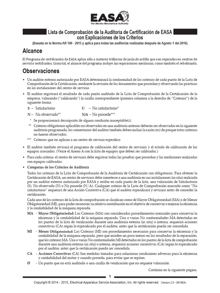 EASA Accreditation Checklist WExplanations Spanish V2 | PDF ...