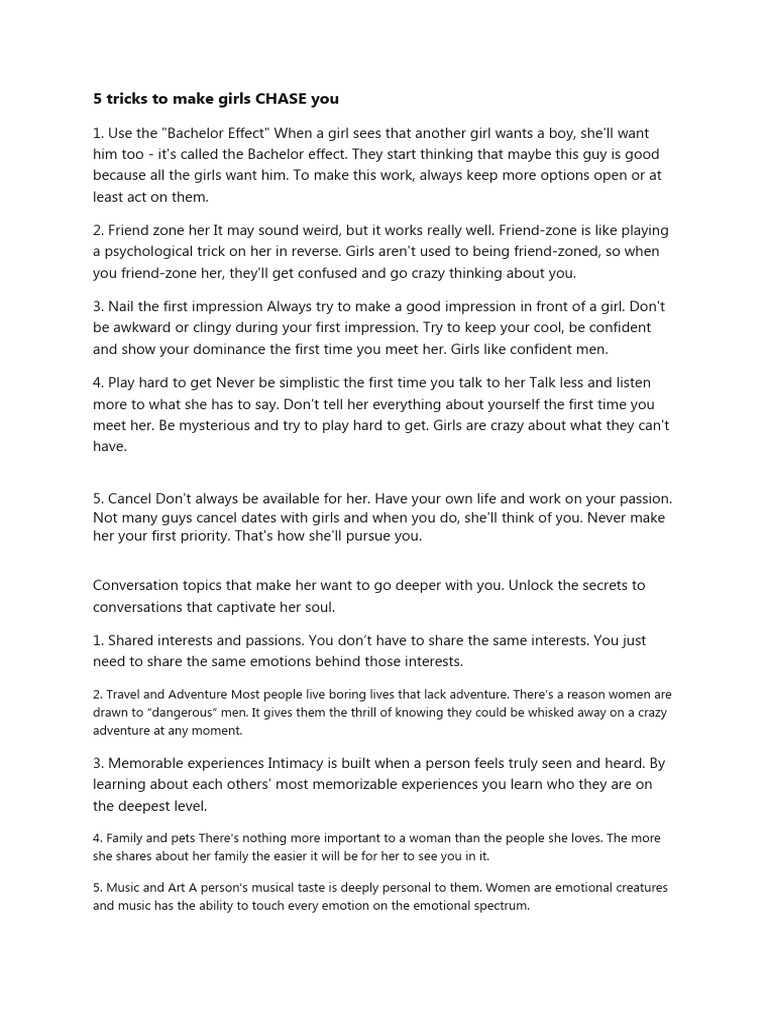 5 Tricks To Make Girls Chase You Pdf