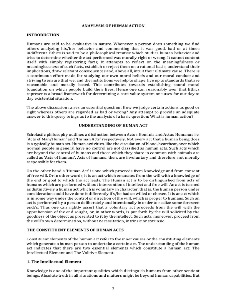 Analysis of Human Action | PDF | Morality | Free Will