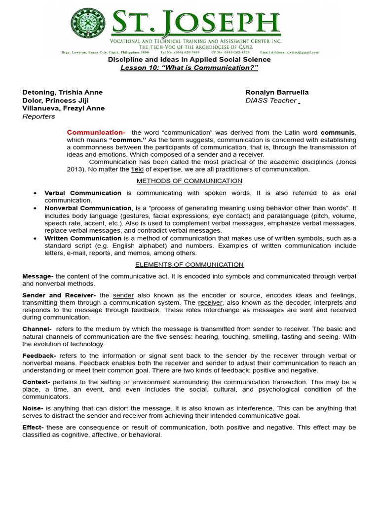 COMMUNICATION | PDF | Communication | Cognitive Science