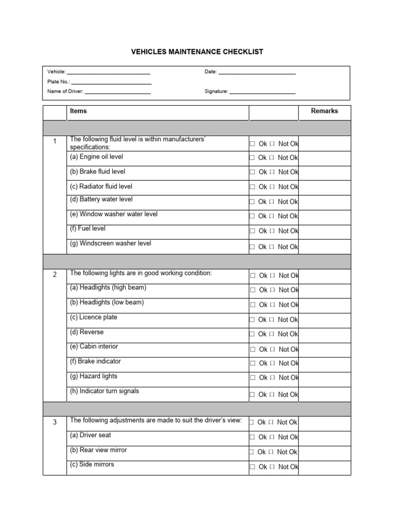 Vehicle Checklist 02 | Download Free PDF | Wheeled Vehicles | Vehicles