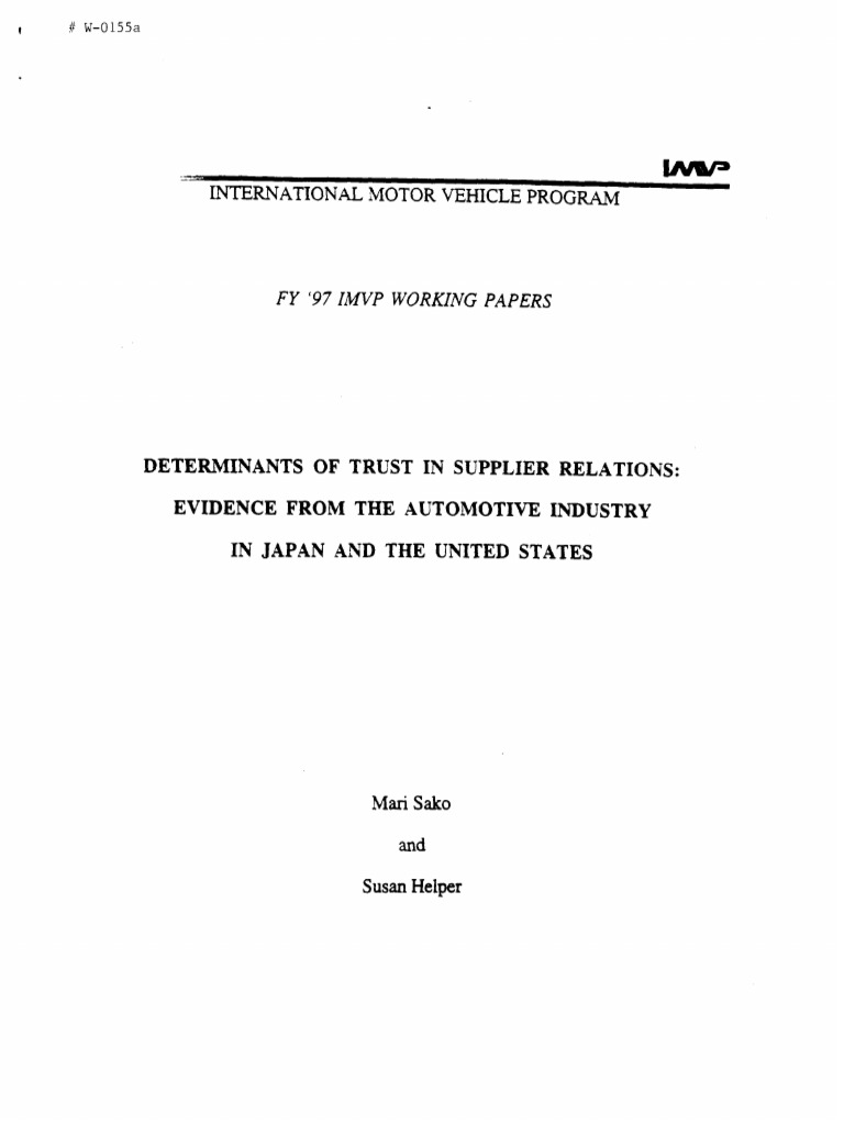 International Motor Vehicle Program: Fy '97 Imvp Working Papers | PDF ...