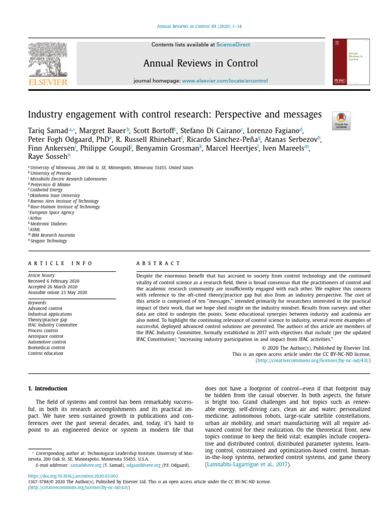 C. 2020 Industry Engagement With Control Research Prespective and ...