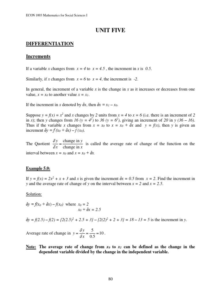 Unit Five DIFFERENTIATE | PDF | Derivative | Profit (Economics)