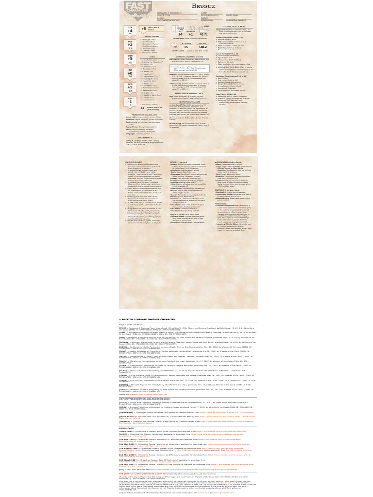 Leonin Barbarian Character Sheet | PDF | Dungeons & Dragons | D20 System