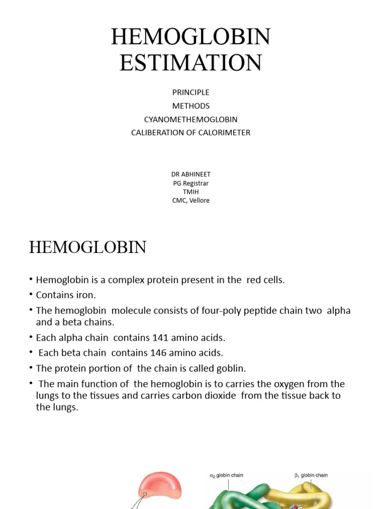 Hemoglobin Estimation | PDF | Hemoglobin | Red Blood Cell