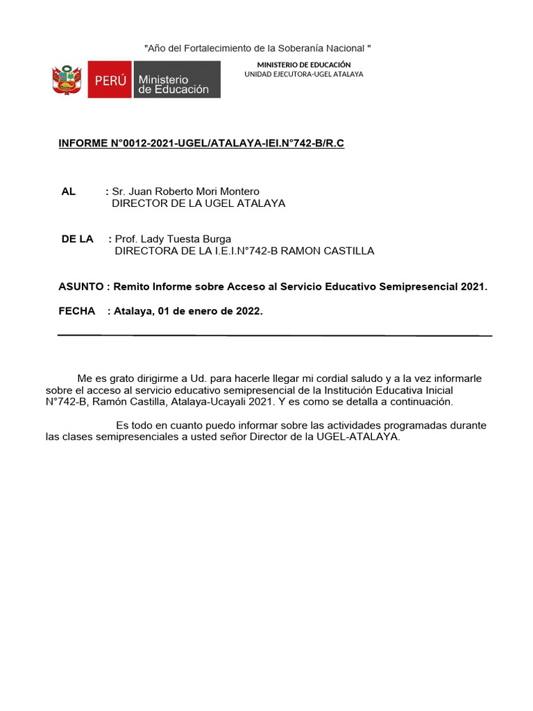 Informe Clases Semi Presencial 2021 | Descargar gratis PDF | Salón de ...