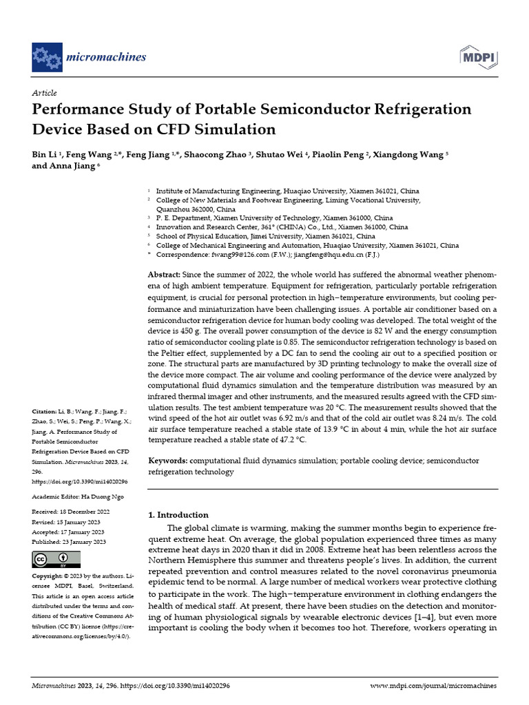 Performance Study of Portable Semiconductor Refrig | PDF | Heat Transfer | Refrigeration