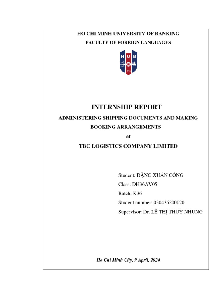 Logistics Internship Report 2024 | PDF | Cargo | Bill Of Lading