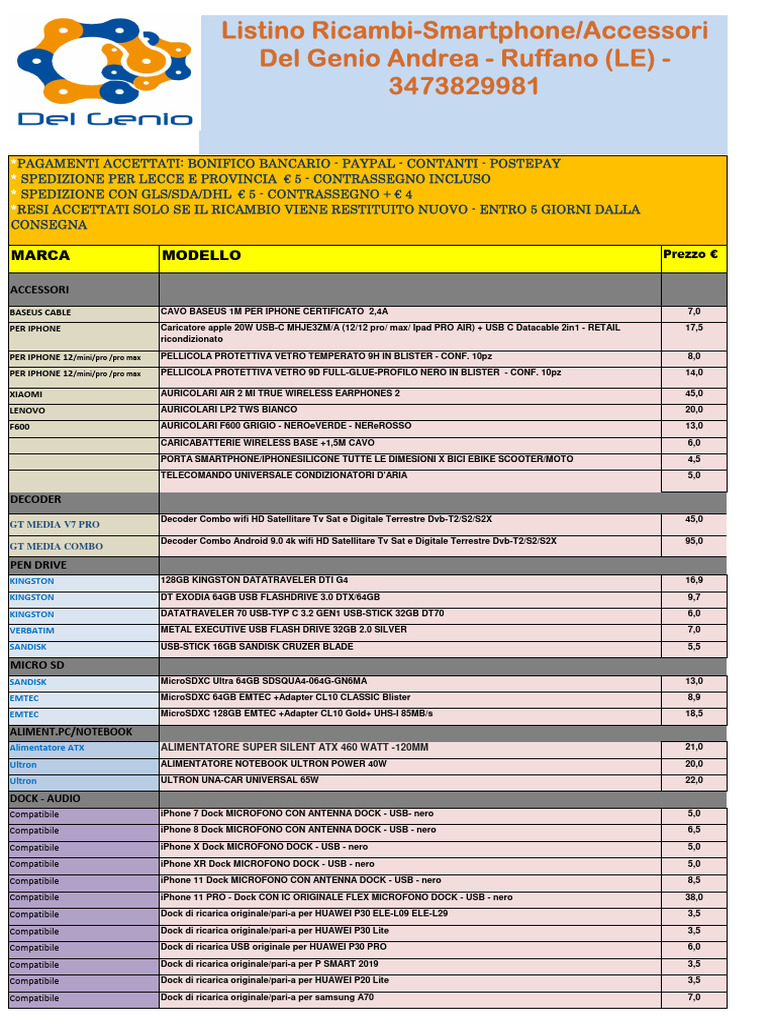 Listino Andrea Del Genio | PDF