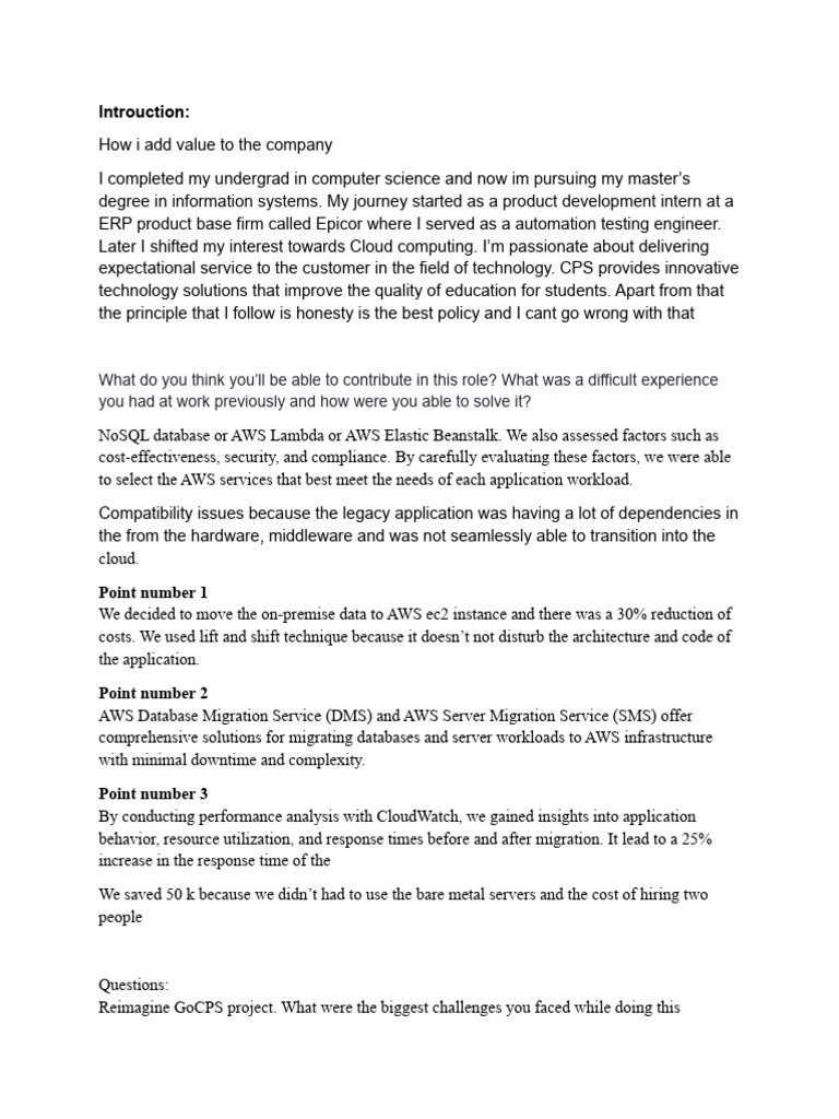 Interview prep | PDF | Amazon Web Services | Cloud Computing