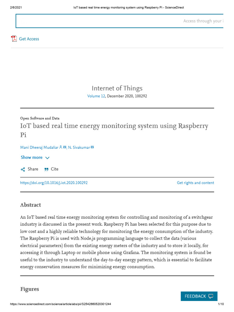 IoT Based Real Time Energy Monitoring System Using Raspberry Pi - ScienceDirect | PDF | Internet ...