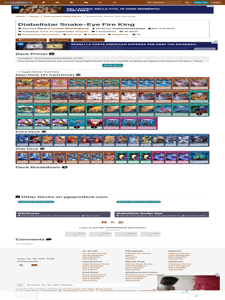 Diabellstar Snake-Eye Fire King - YGOPRODeck | Download Free PDF | World Wide Web | Internet & Web