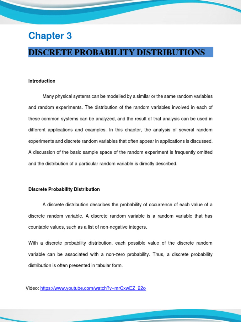 Discrete Probability Distributions Guide | PDF | Probability ...