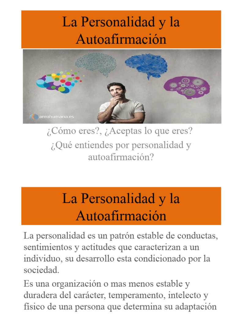 La Personalidad y La Autoafirmacion v SECUNDARIA | PDF | Educación en ...