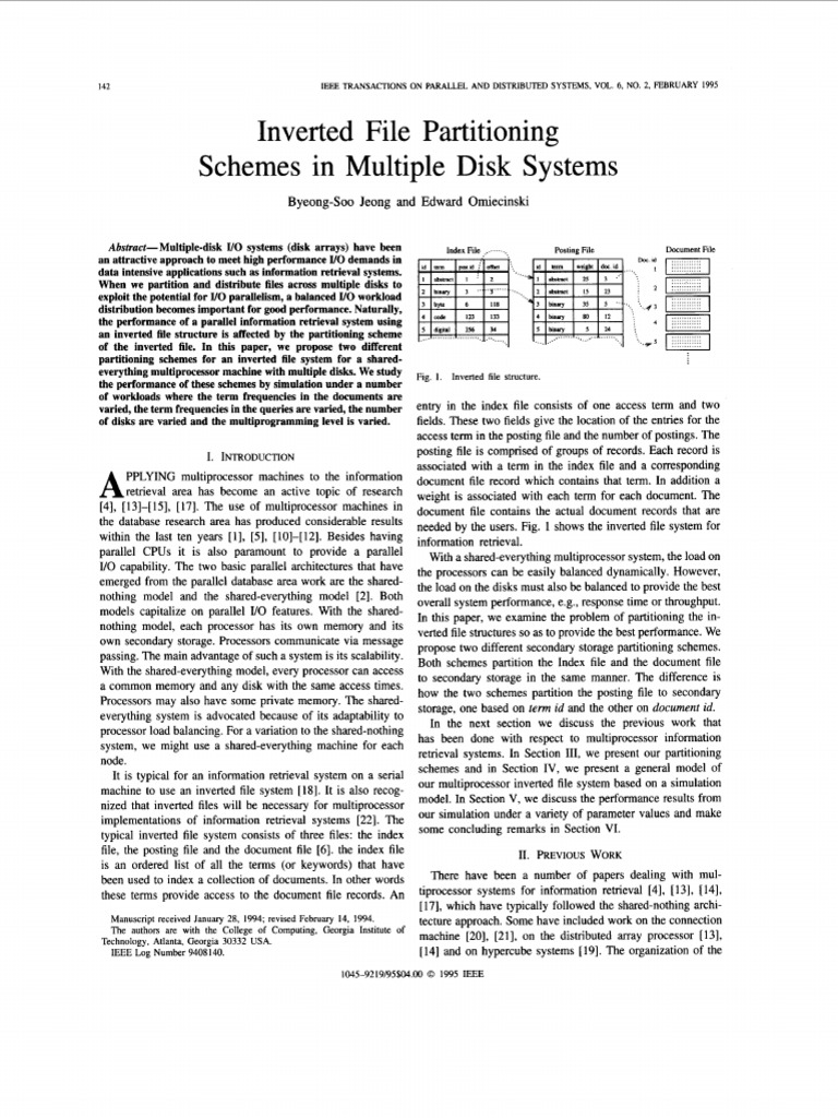 Inverted File Partitioning Schemes In Mu Pdf Database Index Search Engine Indexing