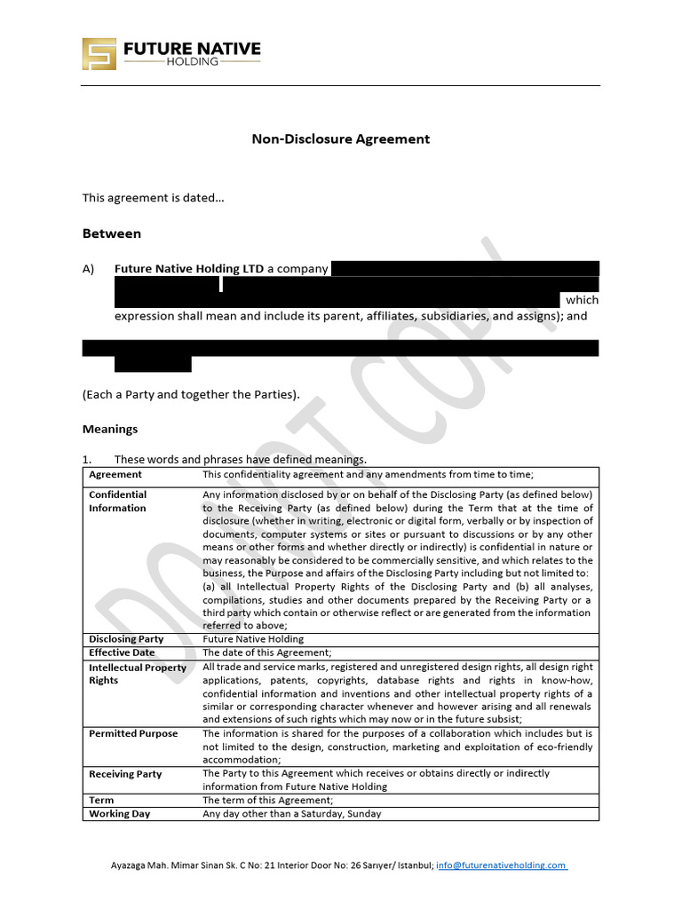 NDA TEMPLATE 1 | PDF | Non Disclosure Agreement | Indemnity