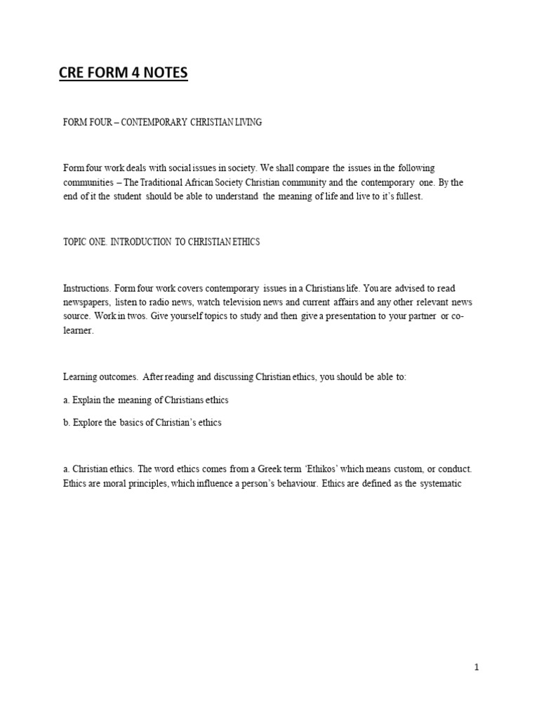 Cre Form 4 Notes | PDF | Marriage | Wife