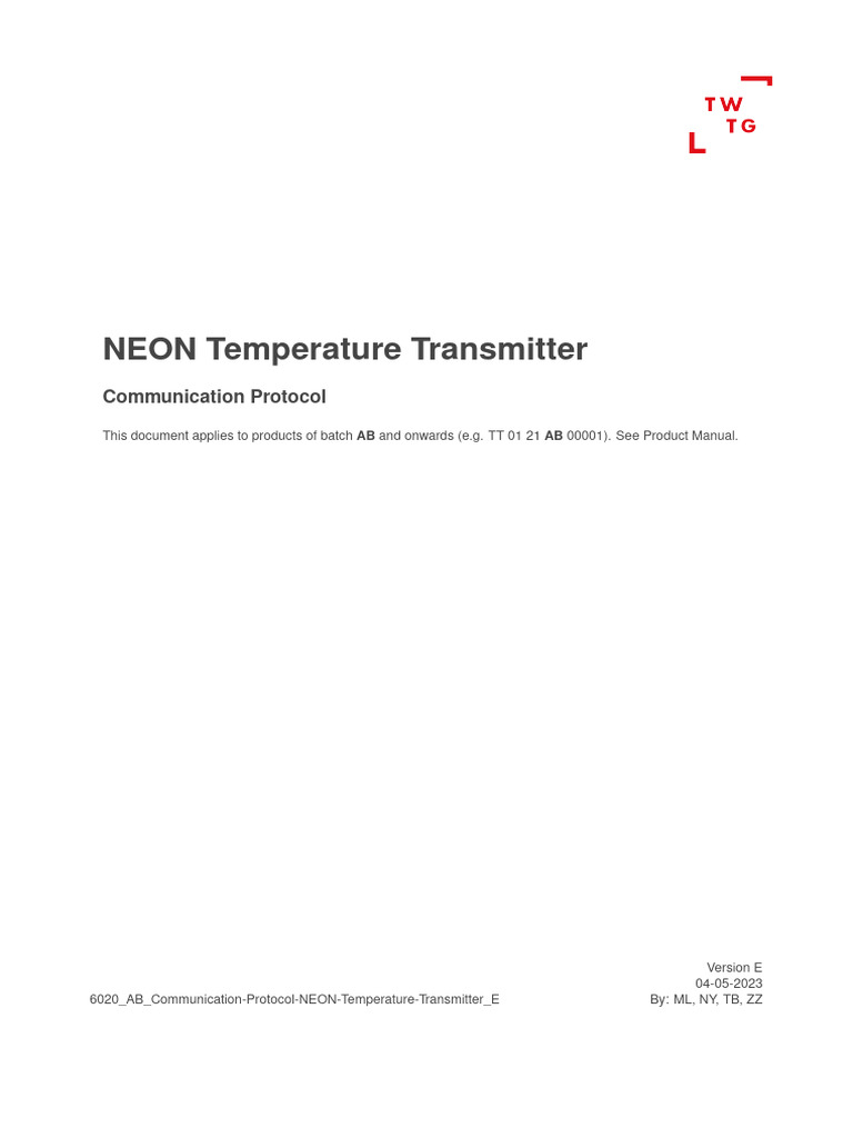 NEON Temperature Transmitter Protocol | PDF | Booting | Bit
