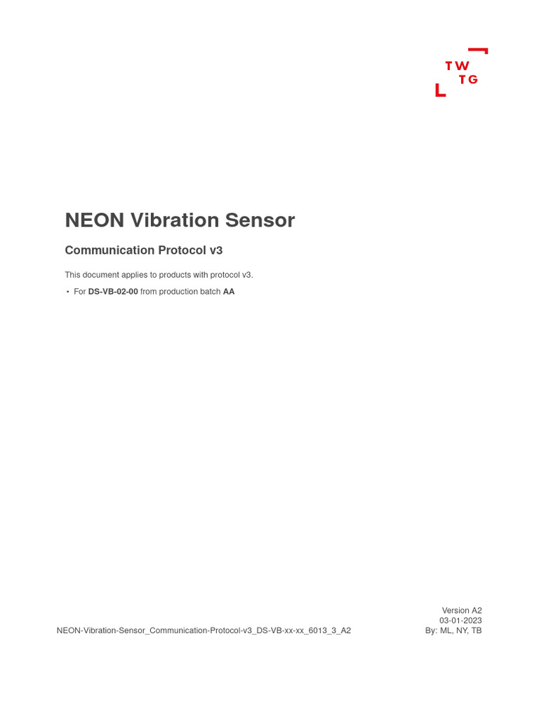 NEON Vibration Sensor - Communication Protocol v3 - DS VB XX XX - 6013 ...
