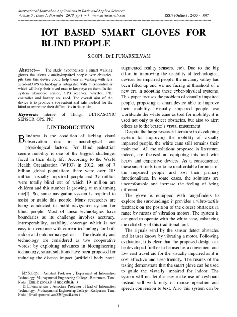Smart Gloves for the Visually Impaired | PDF | Visual Impairment | Usb