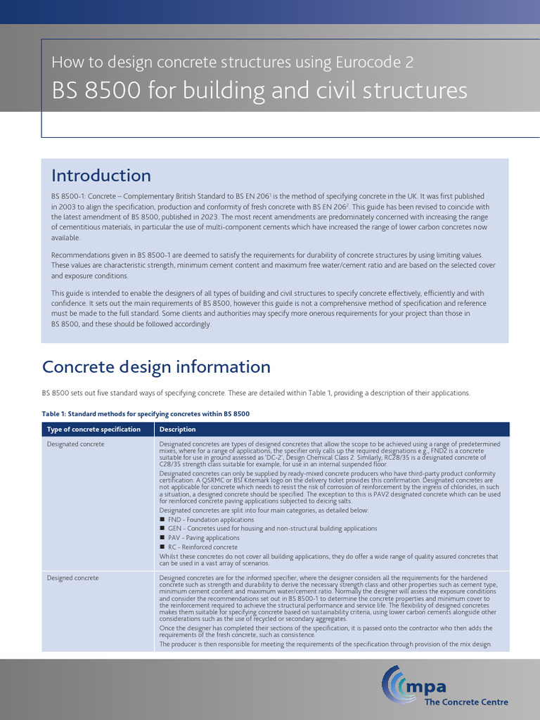 BS 8500 Concrete Specification Guide | PDF | Cement | Concrete