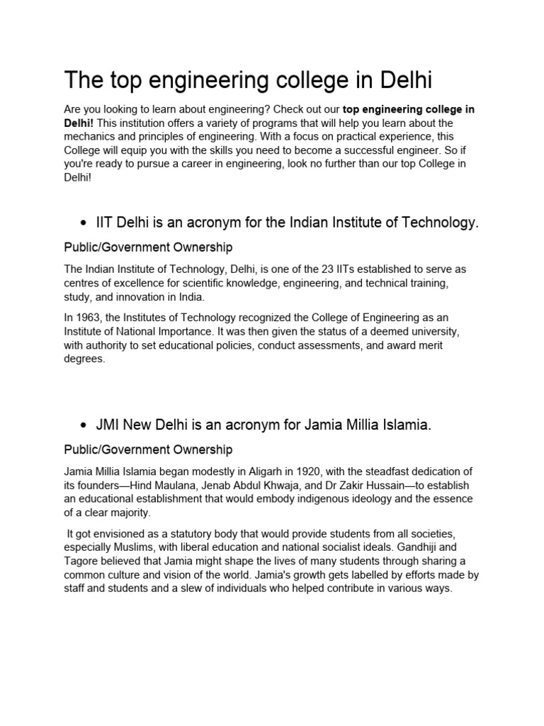 Top Engineering College in Delhi | PDF | Science
