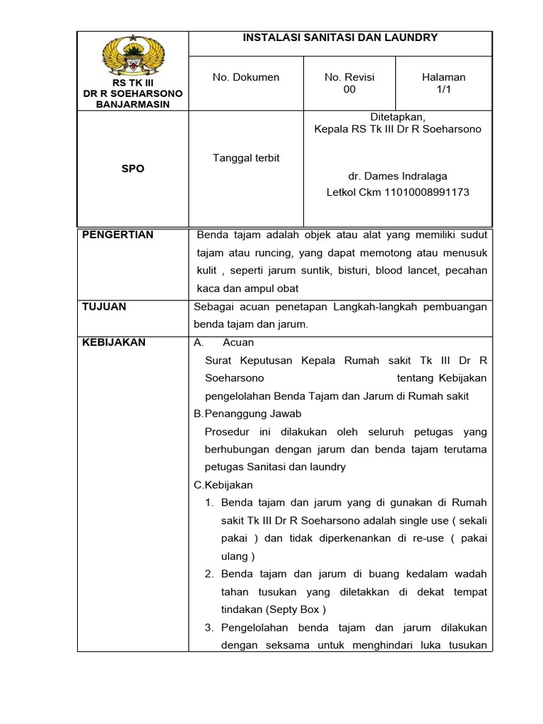 Spo Limbah b3 Infeksius | PDF | Sains & Matematika