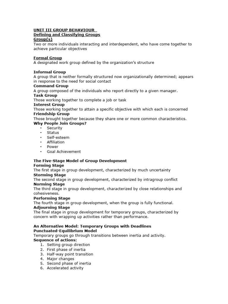 Unit Iii Group Behaviour | PDF | Brainstorming | Group Cohesiveness