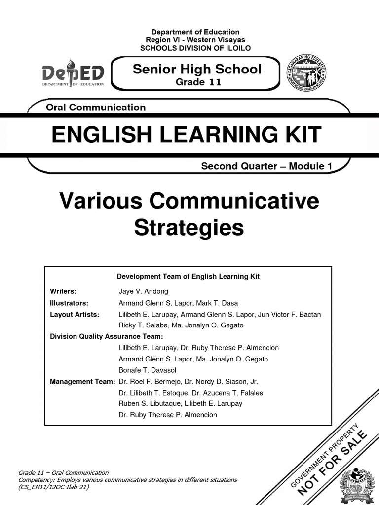 Grade 11 Oral Communication Strategies | PDF | Conversation | Question