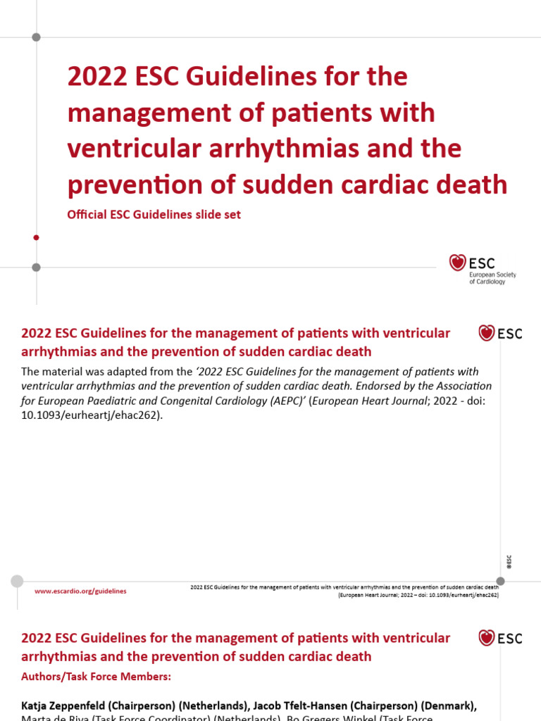 2022 ESC VASCD Guidelines Official Slide Set - Final - Protected | PDF | Cardiac Arrest | Cardiology