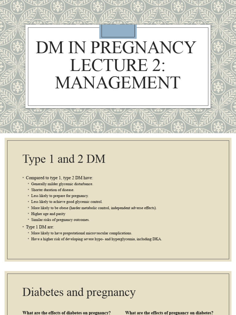 Lecture 2 DM in Pregnancy | PDF | Gestational Diabetes | Diabetes