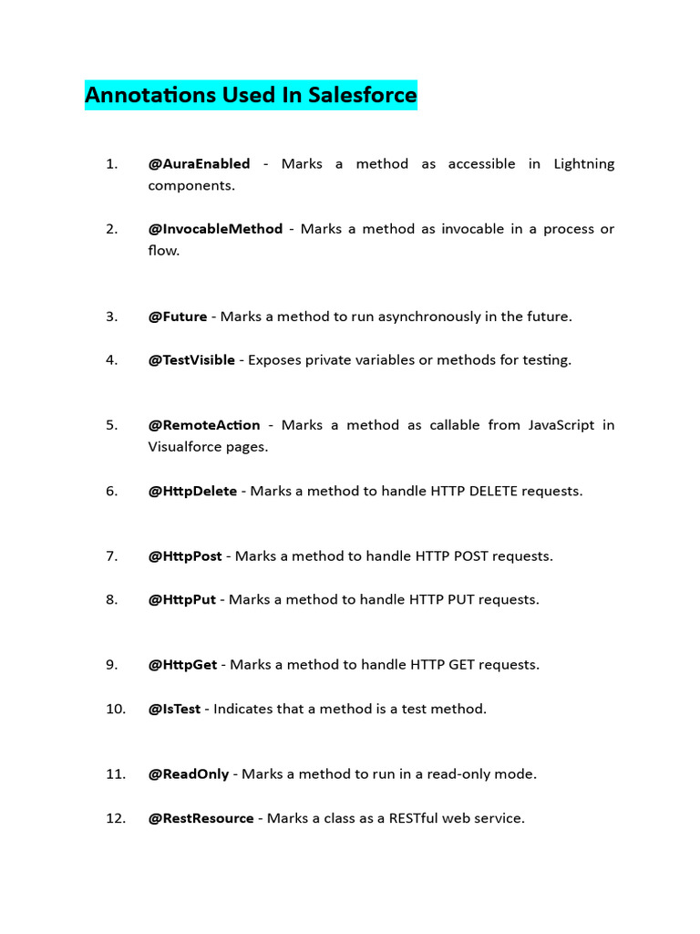 Salesforce Annotations Guide | PDF | Computers