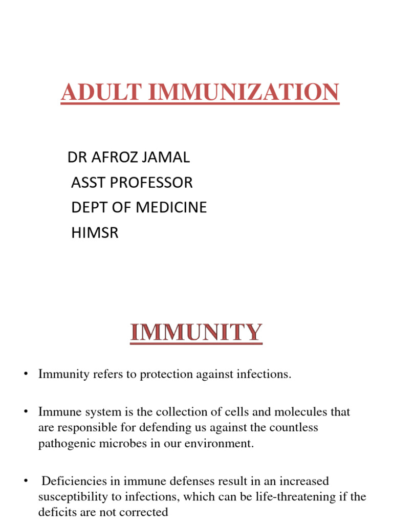 Adult Immunization | PDF | Vaccines | Immune System