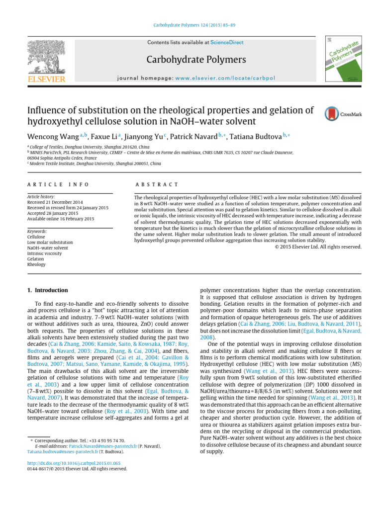 Hydroxyethyl Cellulose Gelation Study | PDF | Viscosity | Sodium Hydroxide