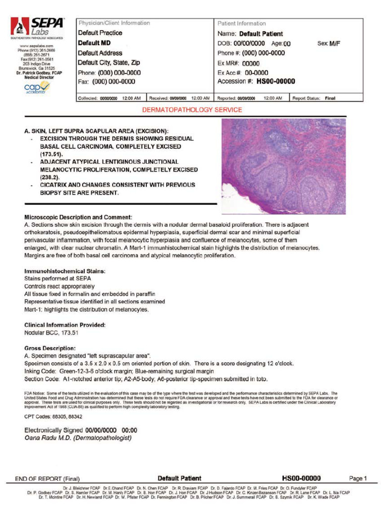 Dermatology Sample Report | PDF