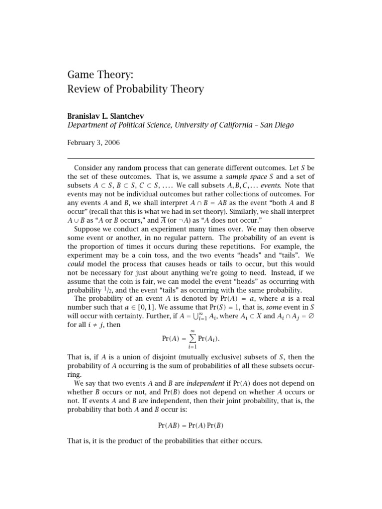01-probability-theory | PDF | Probability Density Function | Probability Distribution