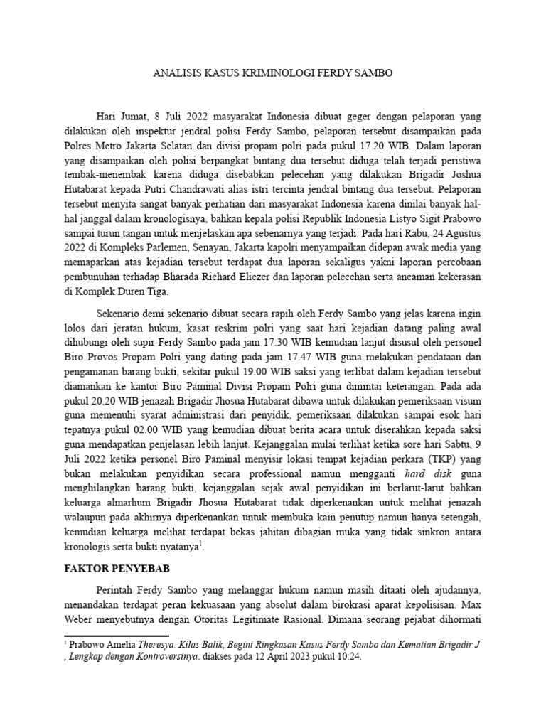 Analisis Kasus Kriminologi Ferdy Sambo | PDF